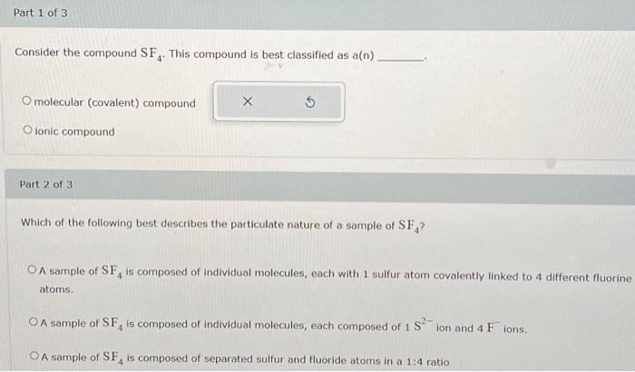 Solved Consider the compound SF4. This compound is best | Chegg.com