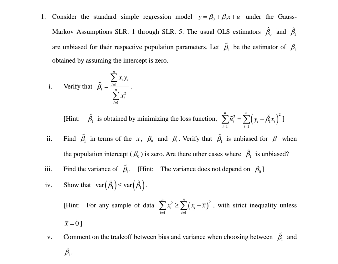 Solved Consider the standard simple regression model | Chegg.com
