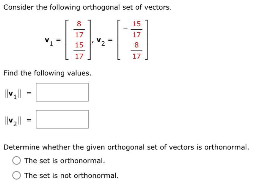 Solved Consider the following orthogonal set of | Chegg.com