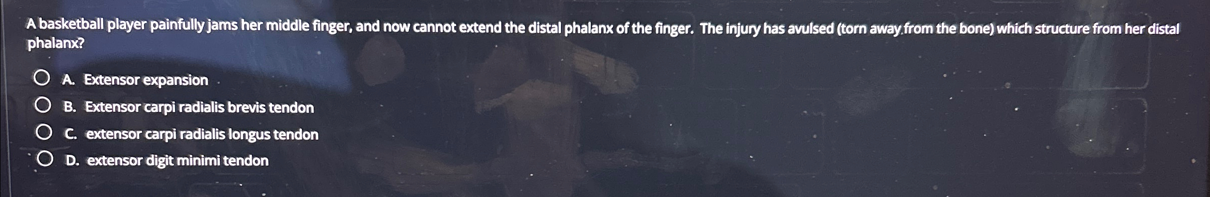 Solved A basketball player painfully jams her middle finger, | Chegg.com