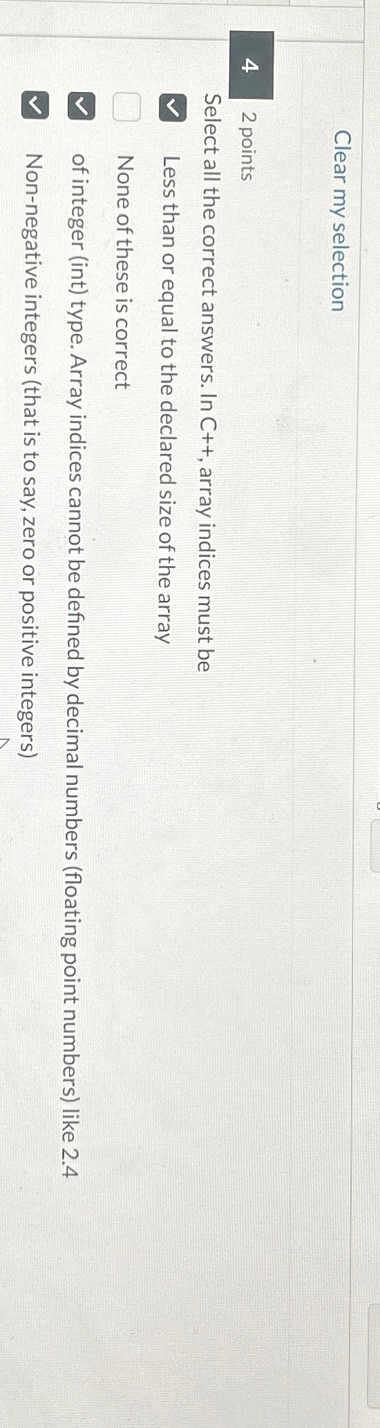 Solved Clear my selection42 ﻿pointsSelect all the correct | Chegg.com