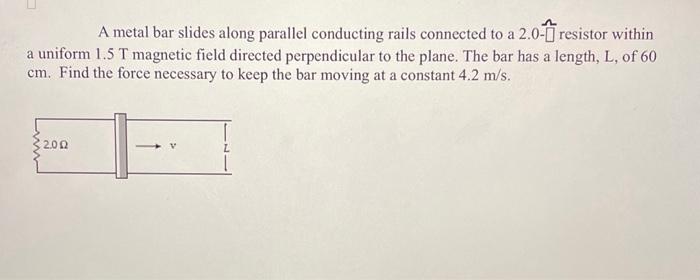 Solved A metal bar slides along parallel conducting rails | Chegg.com