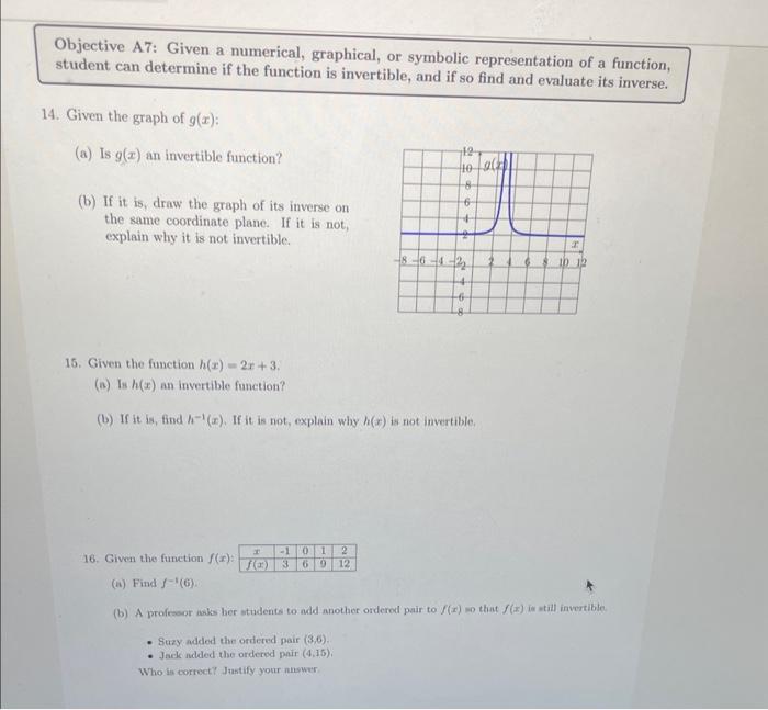 Solved Objective A7: Given a numerical, graphical, or | Chegg.com