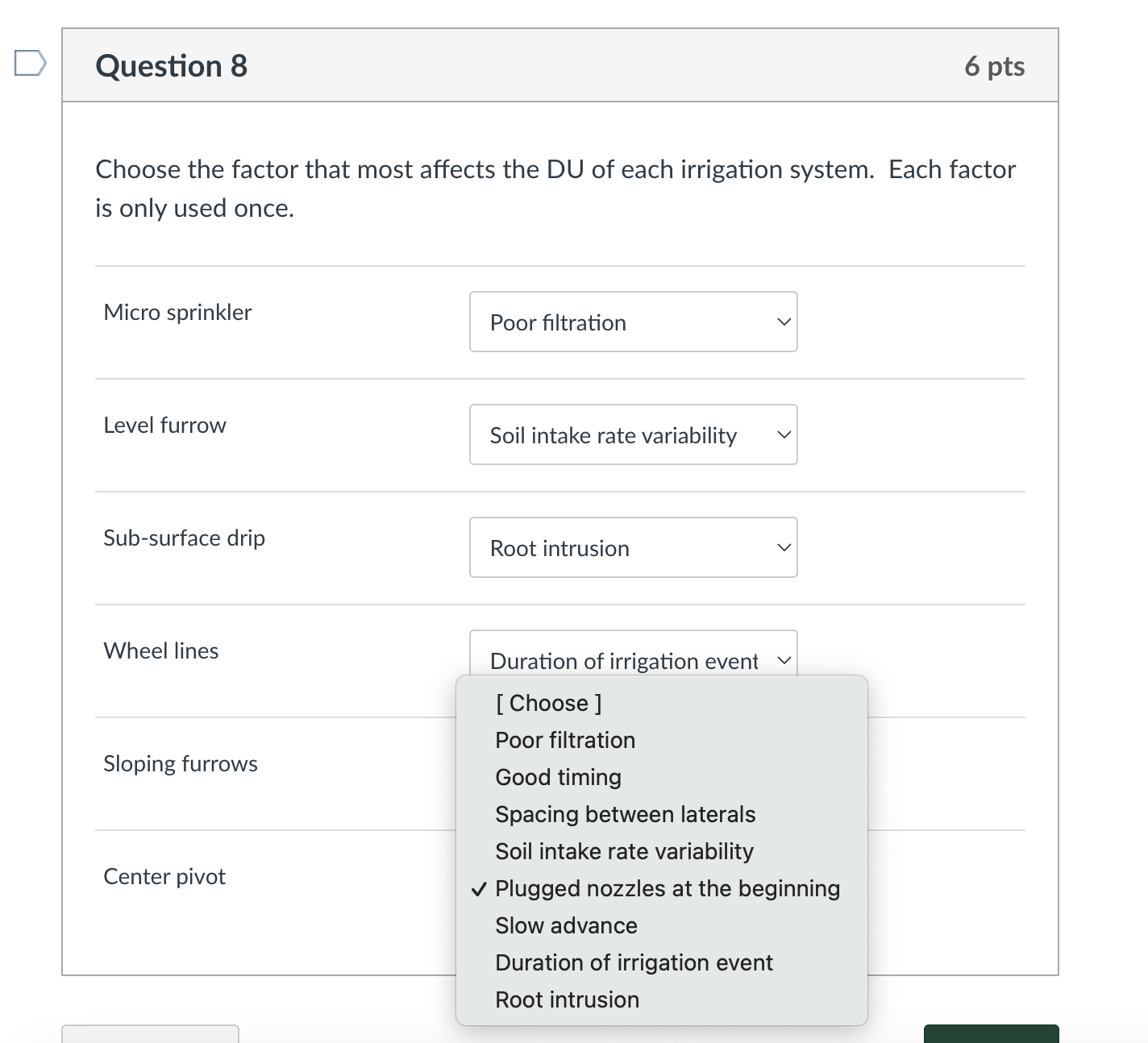 Solved Plugged nozzles at the beginningQuestion 8Choose the | Chegg.com