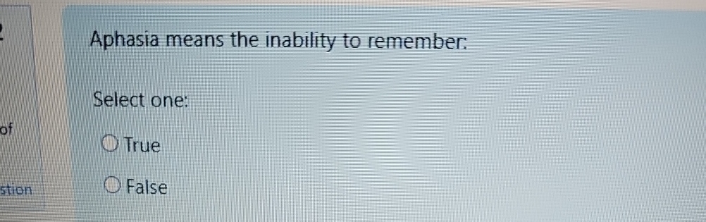 Solved Aphasia means the inability to remember:Select | Chegg.com