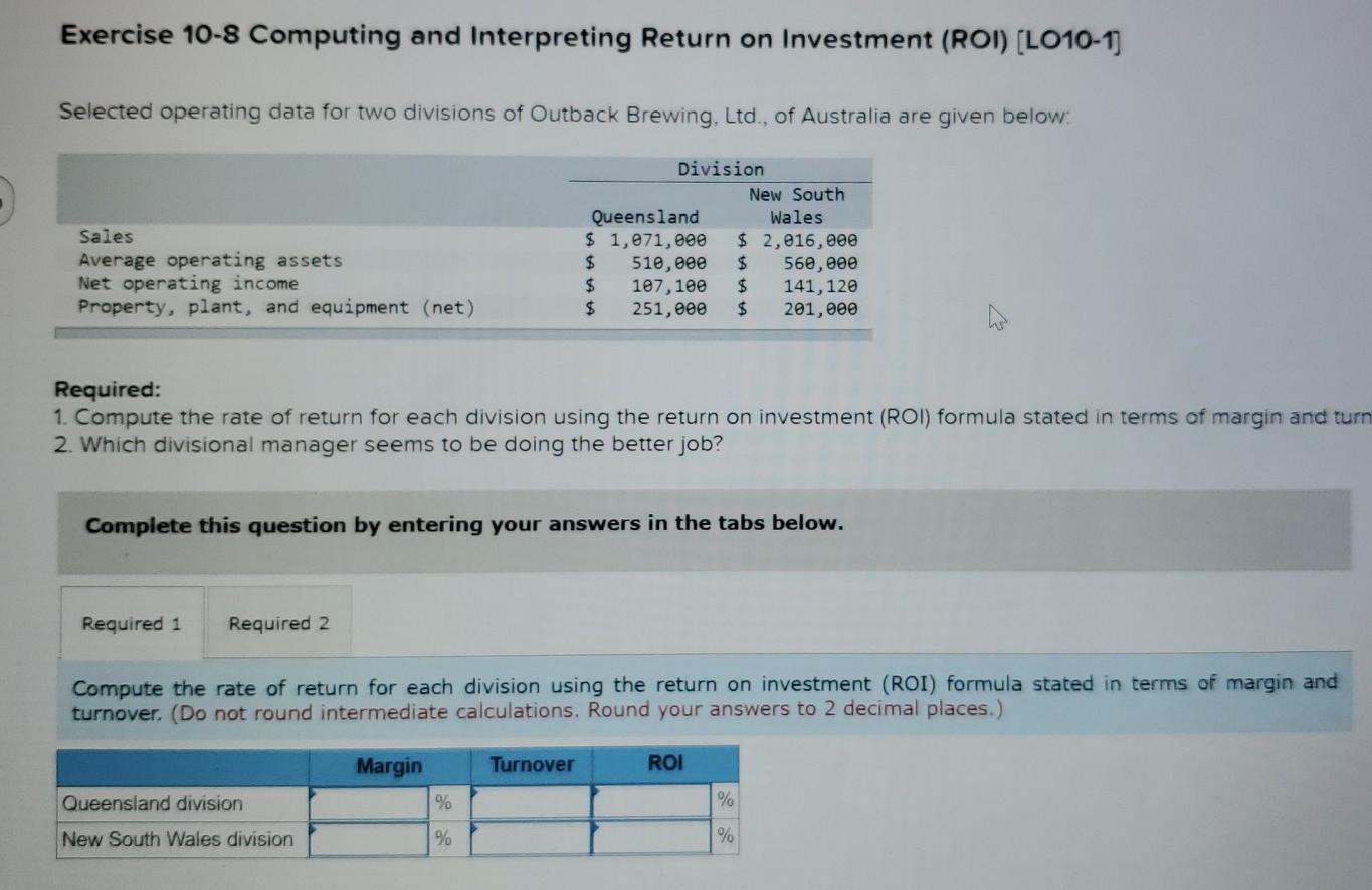 Solved Exercise 10 8 Computing And Interpreting Return On 