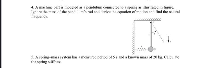 Solved 4. A machine part is modeled as a pendulum connected | Chegg.com