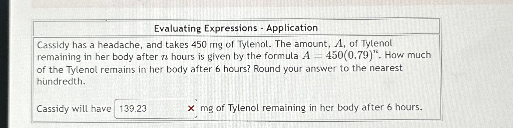 Solved Evaluating Expressions - ﻿ApplicationCassidy has a | Chegg.com