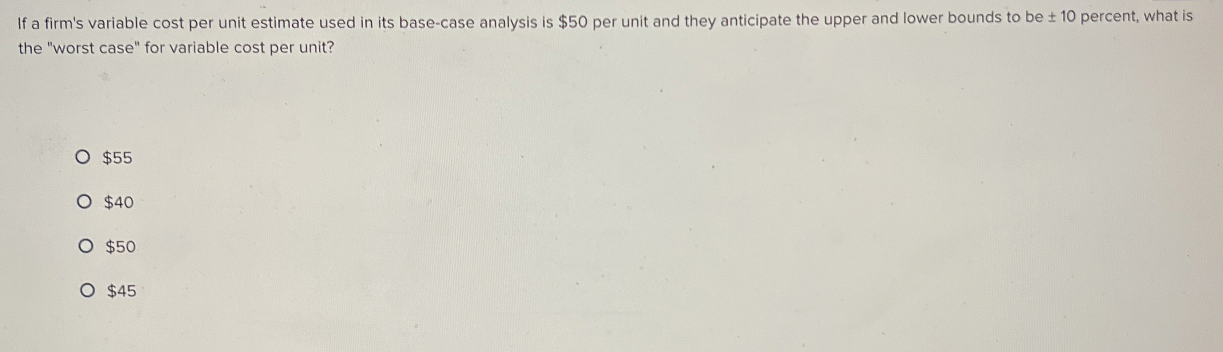 If a firm's variable cost per unit estimate used in | Chegg.com
