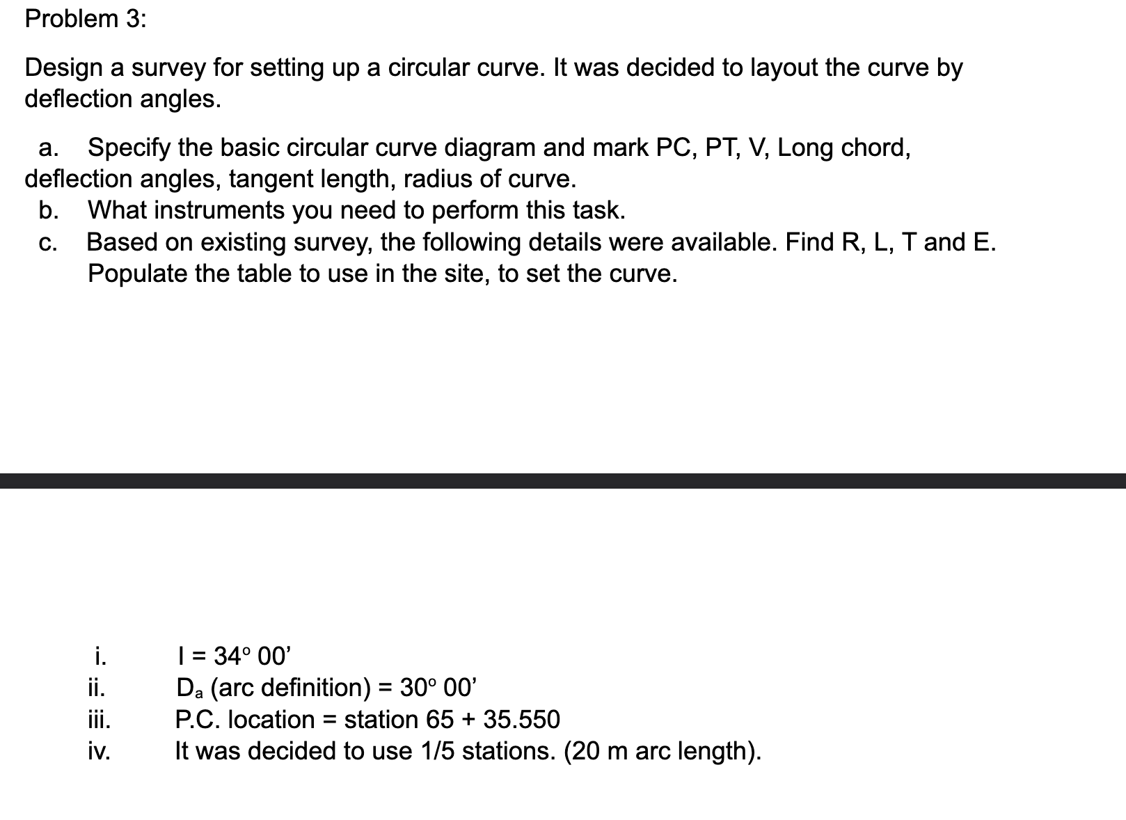 Solved Problem 3:Design a survey for setting up ﻿a circular | Chegg.com