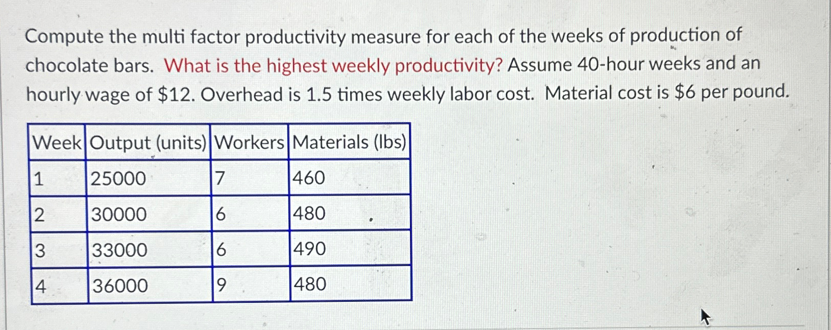 Solved Compute the multi factor productivity measure for | Chegg.com