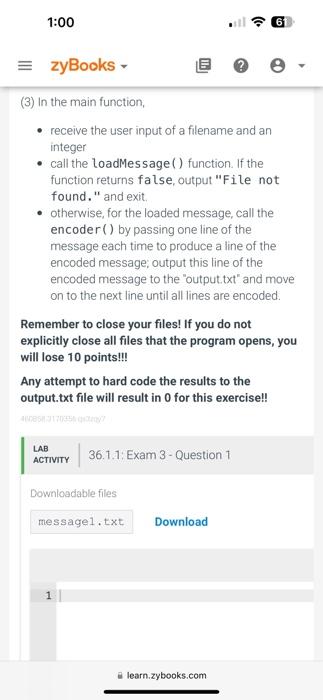 Solved Write A Program That Reads Some Message Loaded From A 