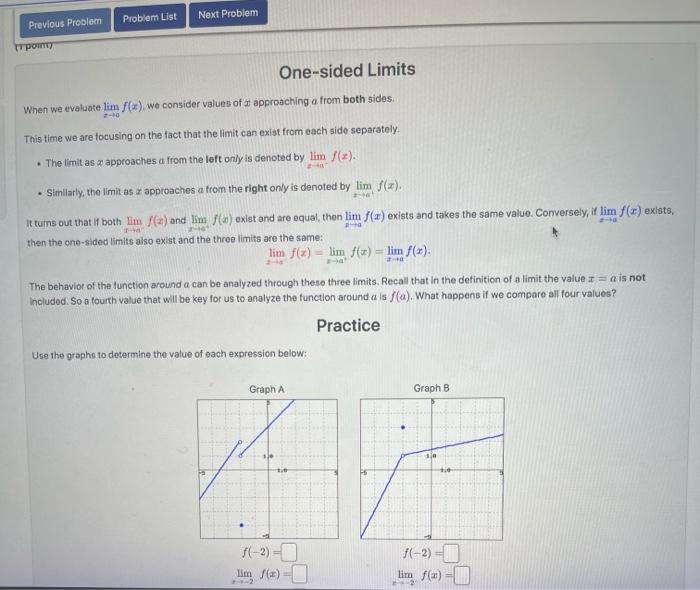 Solved One-sided Limits When we evaluate limz→0f(x), wo | Chegg.com