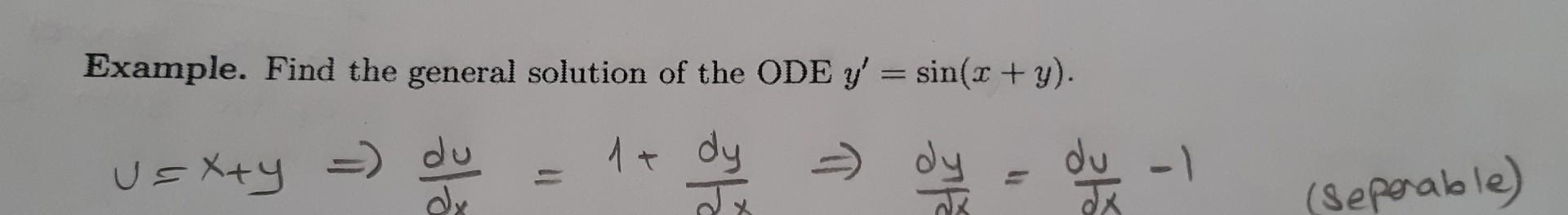 Solved Example. Find the general solution of the ODE | Chegg.com