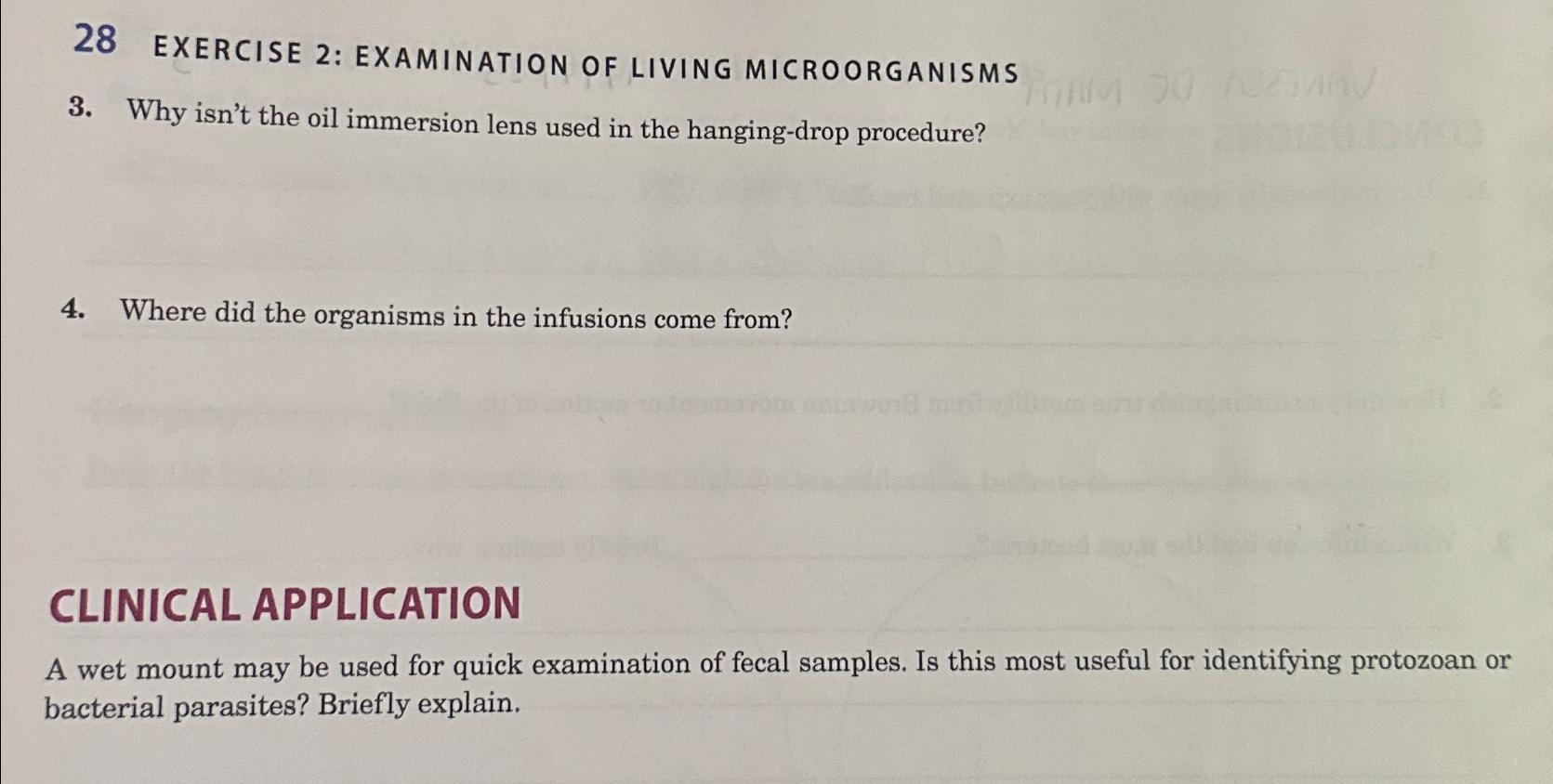 Solved 28EXERCISE 2: EXAMINATION OF LIVING MICROORGANISMS3. | Chegg.com