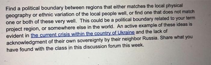 Find a political boundary between regions that either | Chegg.com