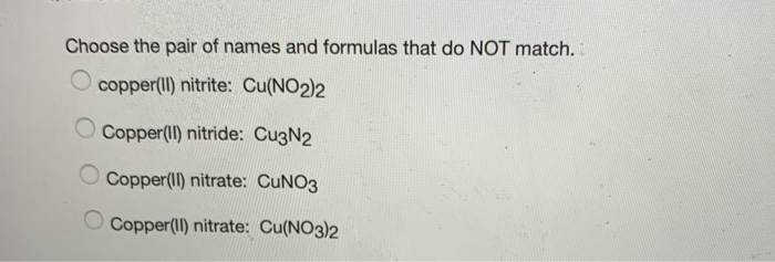 Solved Choose the pair of names and formulas that do NOT | Chegg.com