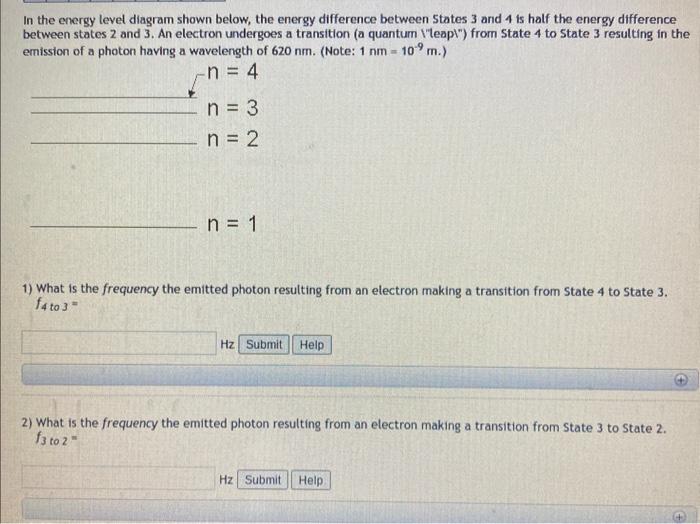 Solved In the energy level diagram shown below, the energy | Chegg.com