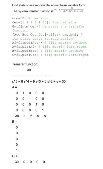 Solved Find state space representation in phase variable | Chegg.com