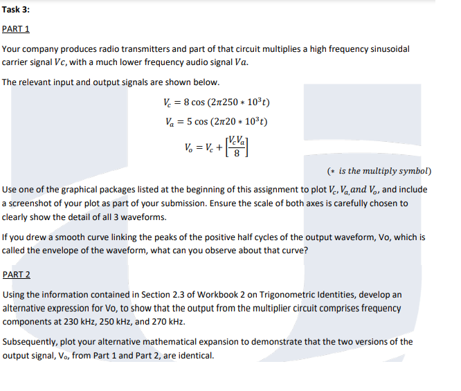 Solved Task 3:PART 1Your company produces radio transmitters | Chegg.com