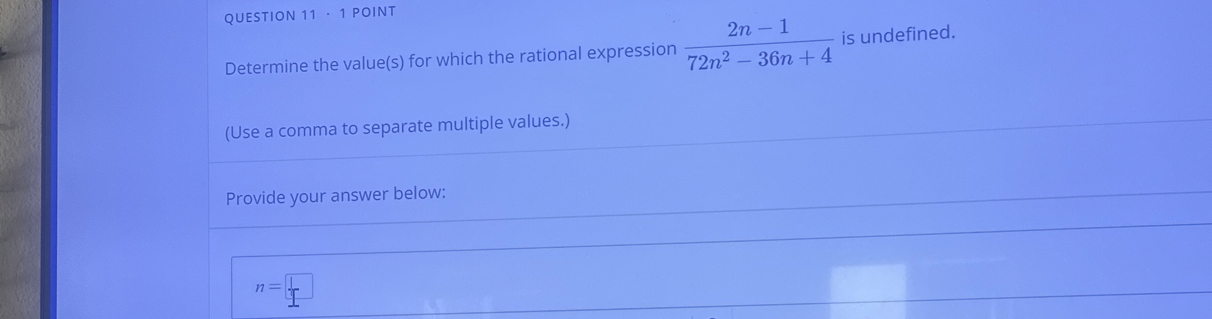 Solved QUESTION 11 - 1 ﻿POINTDetermine the value(s) ﻿for | Chegg.com