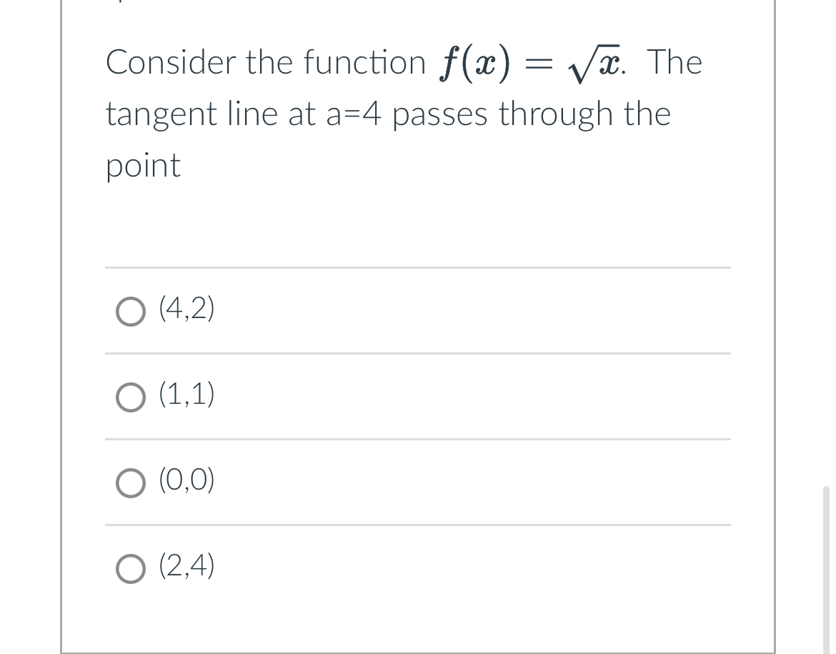 Solved Consider the function f(x)=x2. ﻿The tangent line at | Chegg.com