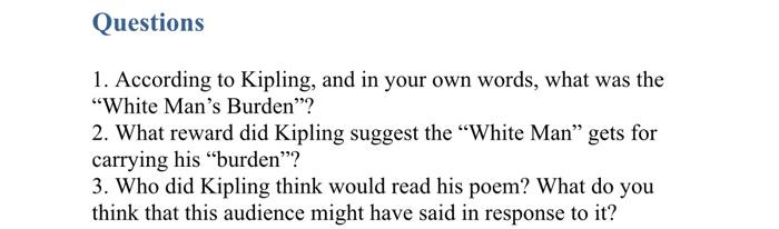 1. According to Kipling, and in your own words, what | Chegg.com