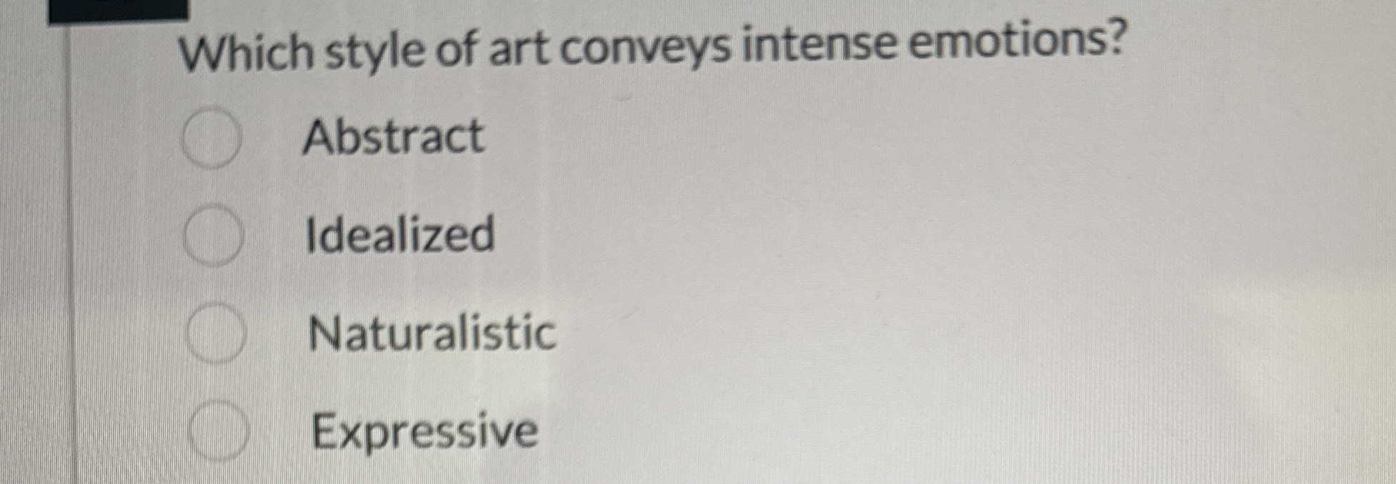 Solved Which style of art conveys intense | Chegg.com