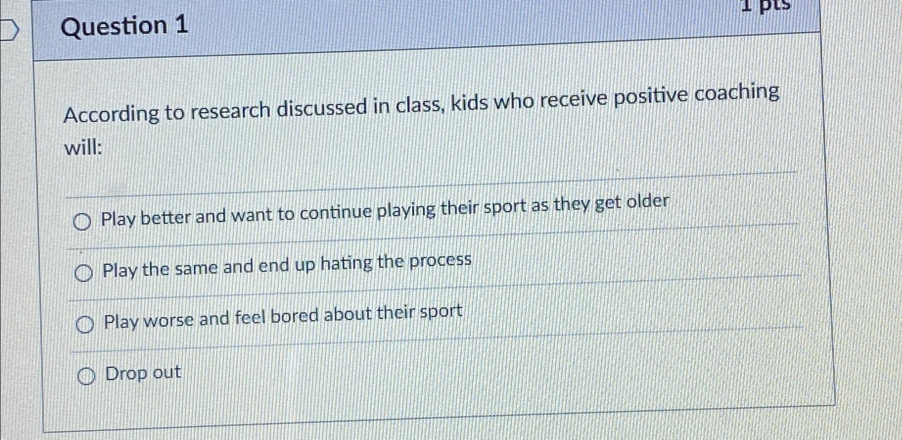 Solved Question 1According to research discussed in class, | Chegg.com