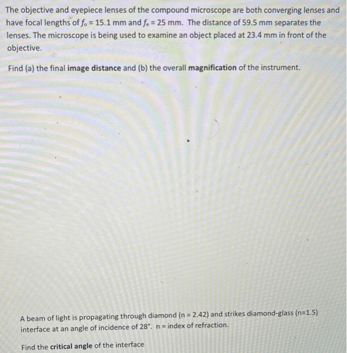 [solved] Optics Class I Need Help With 1and2 The Object