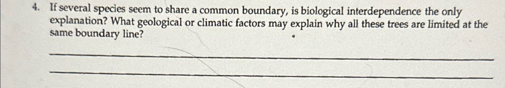 Solved If several species seem to share a common boundary, | Chegg.com