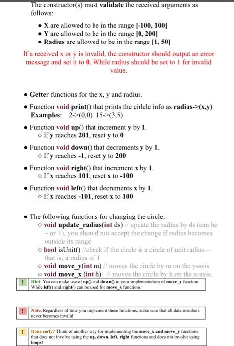 Solved Ex 1. Class Circle (70 points) Implement a class | Chegg.com