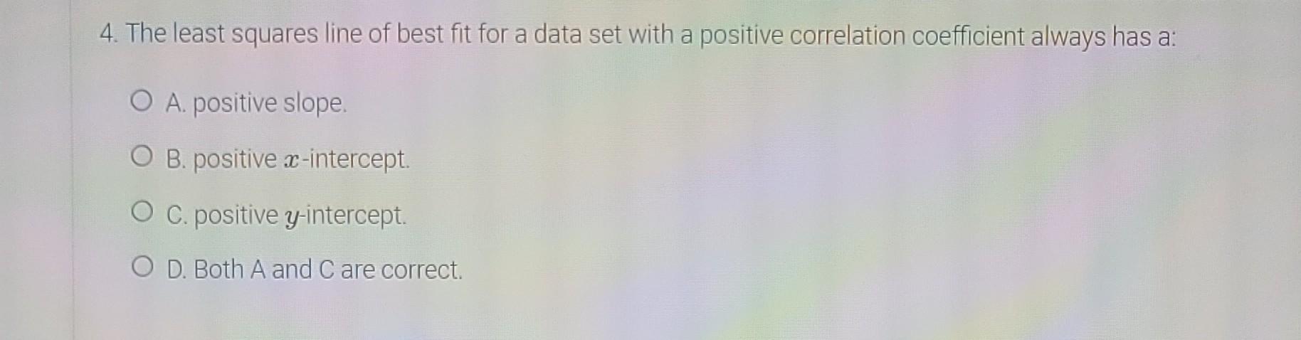 Solved 4. The least squares line of best fit for a data set | Chegg.com