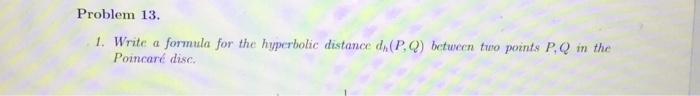 Solved Problem 13. 1. Write a formula for the hyperbolic | Chegg.com