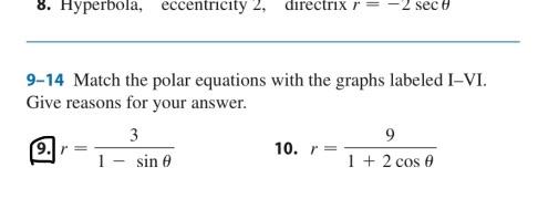 Solved 9-14 Match the polar equations with the graphs | Chegg.com