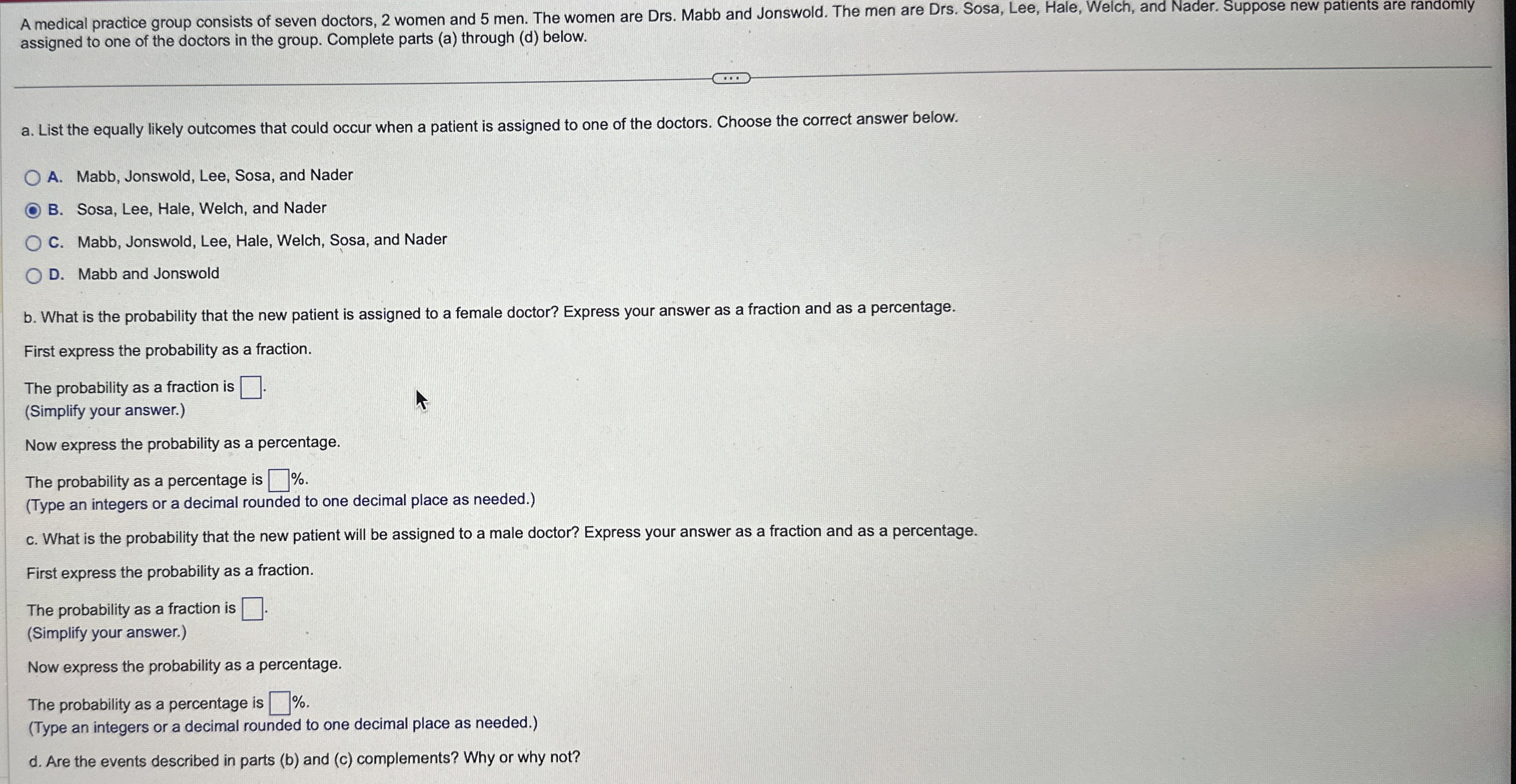 Solved A medical practice group consists of seven doctors, 2 | Chegg.com