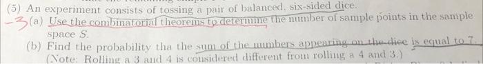 Solved (5) An experiment consists of tossing a pair of | Chegg.com