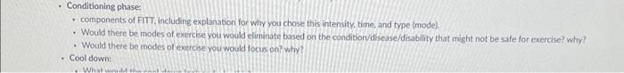 Solved - Conditioning phase: - components of FIT, including | Chegg.com