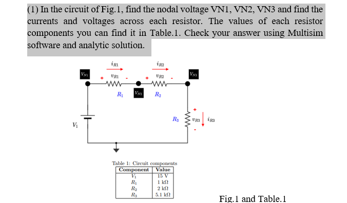 Solved (1) ﻿In the circuit of Fig.1, ﻿find the nodal voltage | Chegg.com