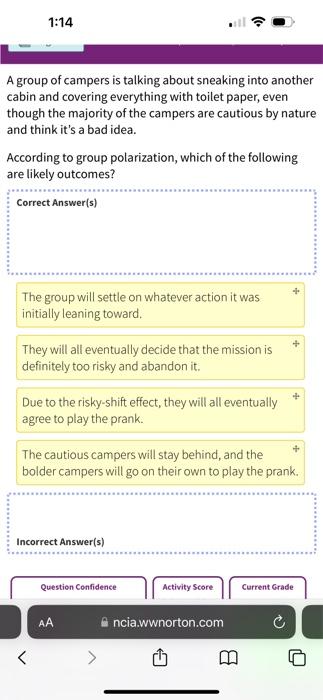 Solved According to group polarization, which of the | Chegg.com