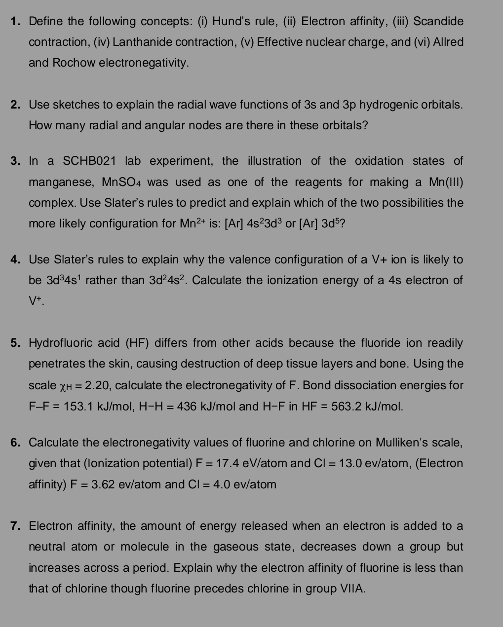 Solved Define the following concepts: (i) ﻿Hund's rule, (ii) | Chegg.com
