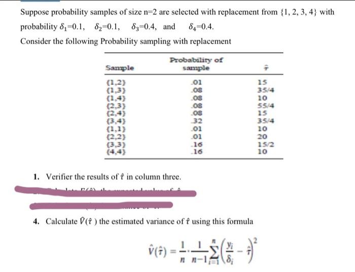 Suppose probability samples of size n=2 are selected | Chegg.com