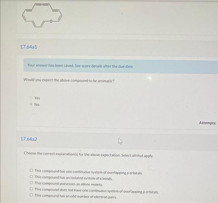 Solved 17.64a1 Your answer has been saved. See score details | Chegg.com