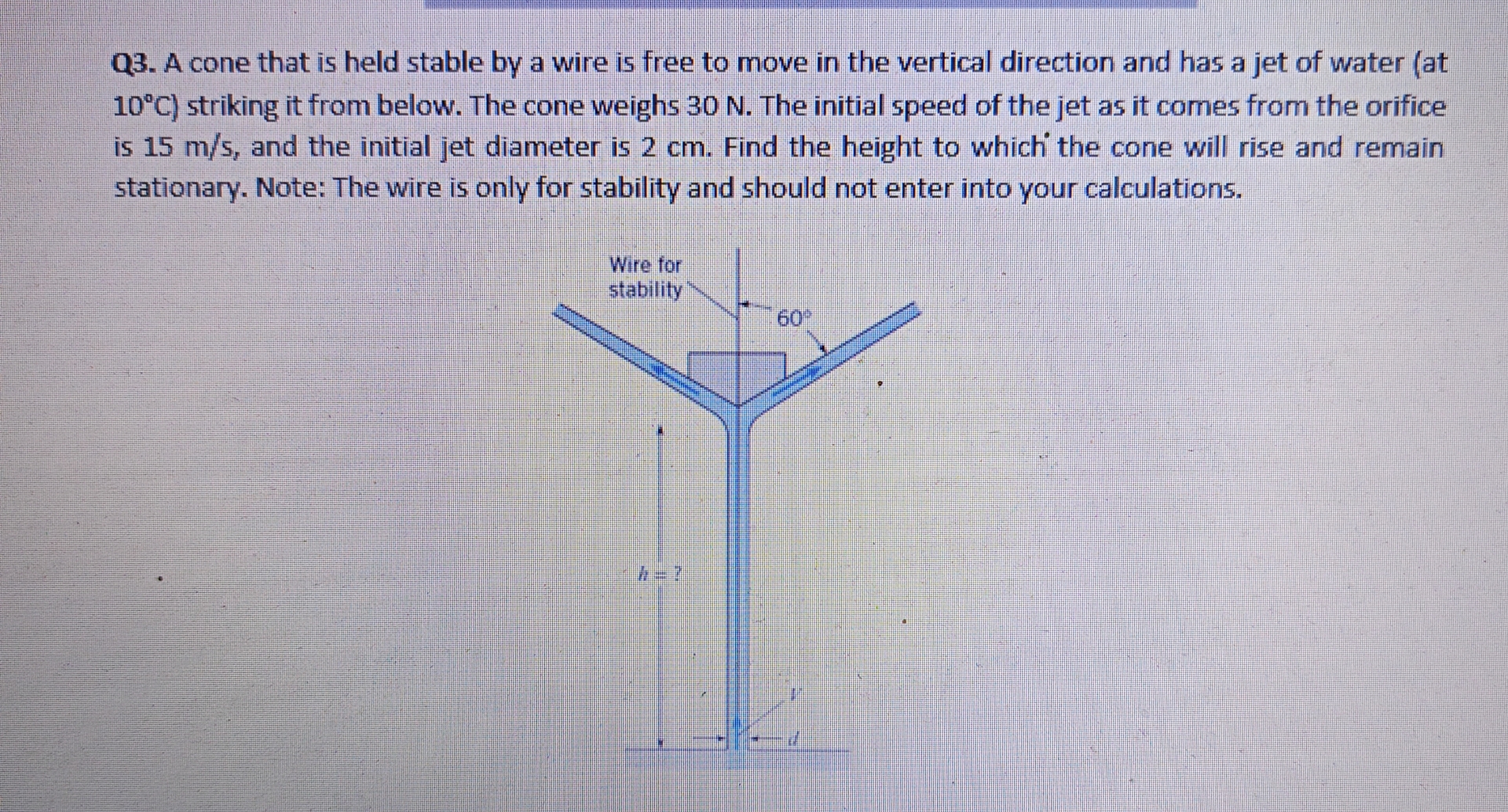 Solved Q3. ﻿A cone that is held stable by a wire is free to | Chegg.com