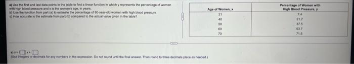 a) Use the first and last data points in the table to | Chegg.com