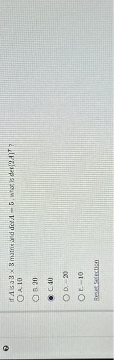 Solved A 10 B 20 C 40 D 20 E 10 Reset Selection Chegg