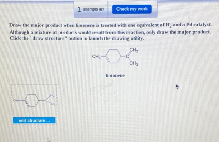 Solved Draw the major product when limonene is treated with | Chegg.com