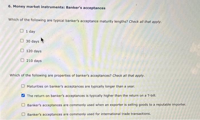 Solved Which of the following are typical banker's | Chegg.com