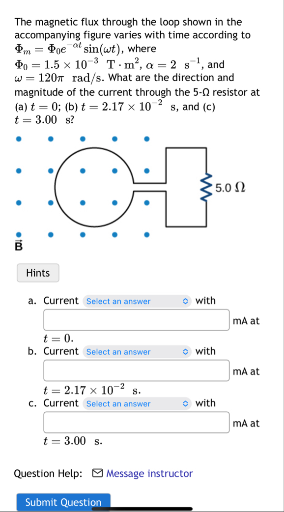 Solved The magnetic flux through the loop shown in the | Chegg.com