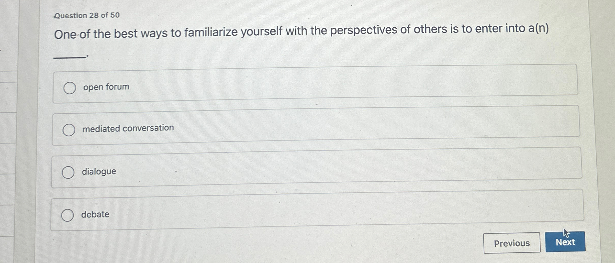 Solved Question 28 ﻿of 50One of the best ways to familiarize | Chegg.com